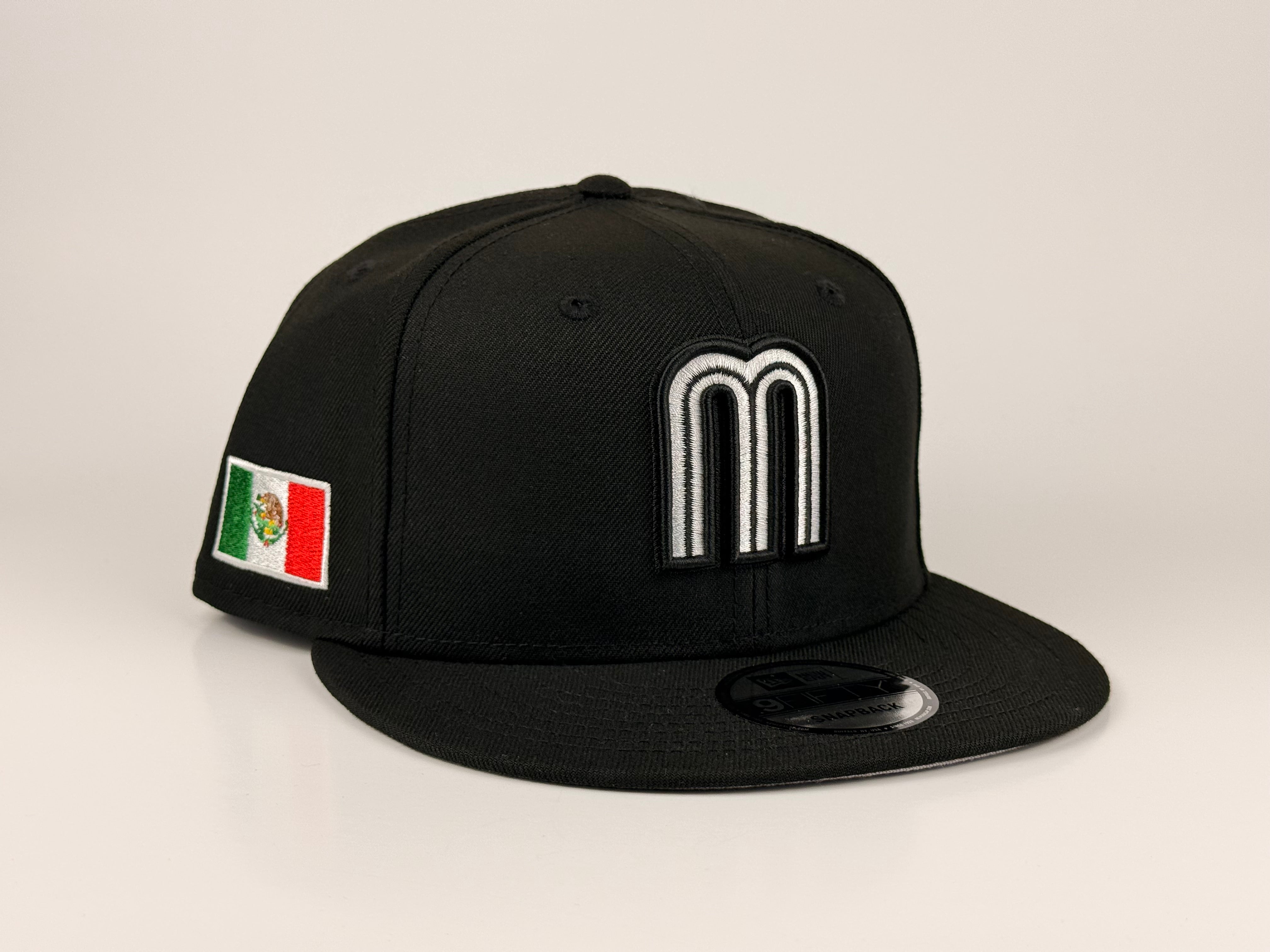 Mexico WBC New Era Cap 9FIFTY Snapback Hat Black Mexico Flag Side Patc ...